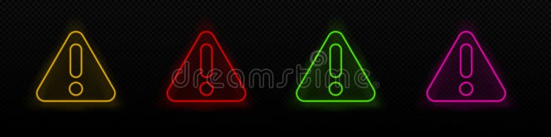Warn Neon Vector Icon. Error Alert Glowing Laser Stock Vector ...