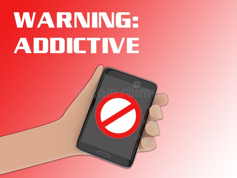 Warning: Addictive concept stock illustration. Illustration of ...
