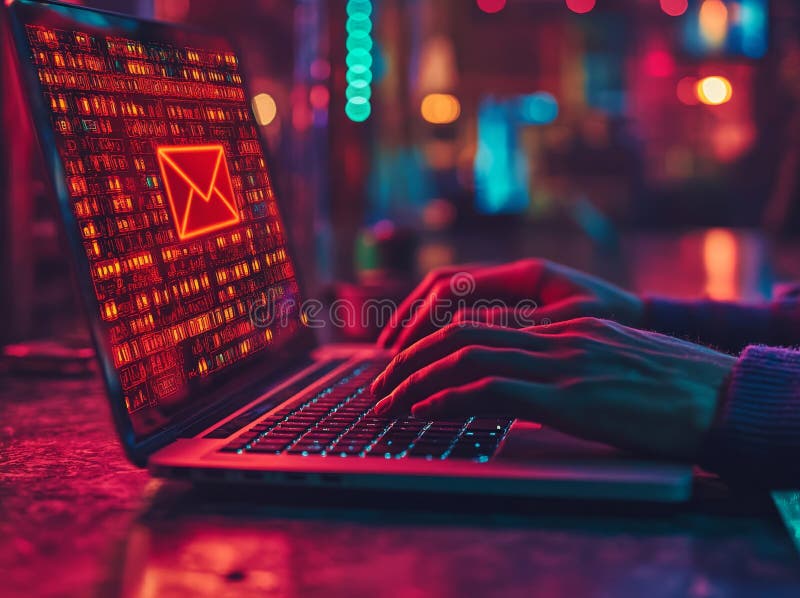 A Warning Alert Icon in an Opened Envelope Illustrates SMS Spam and a ...