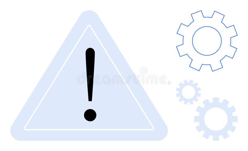 Warning Alert Inside Triangle with Gears Representing Problem-Solving ...