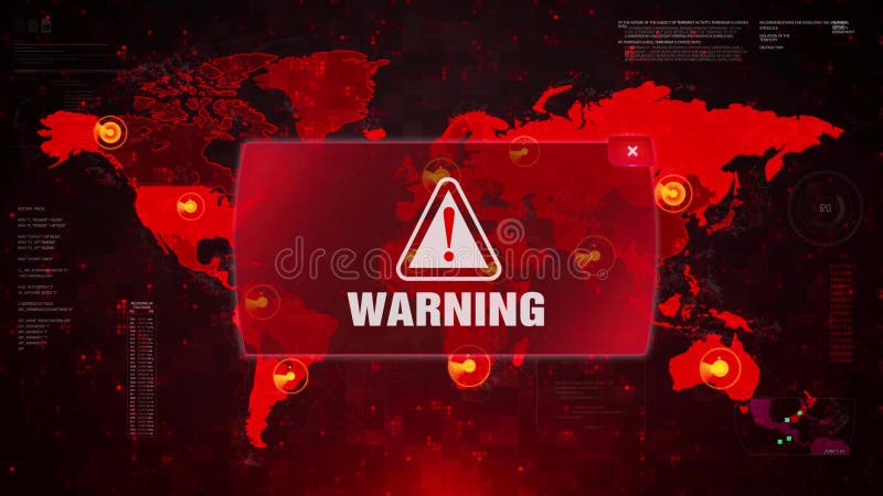 Warning Alert Warning Attack on Screen World Map. Stock Footage - Video ...