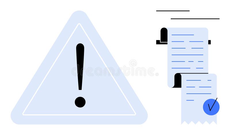 Warning Alert Symbol with Document Checklist in Modern Minimalist ...