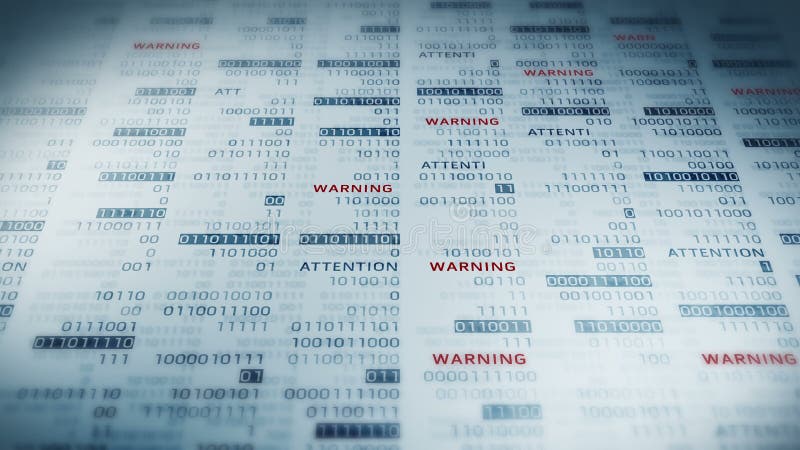 Warning And Attention Message With Binary Numbers Web Online With Digital Technology Loop