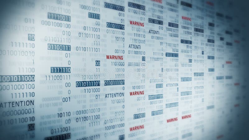 Warning And Attention Message With Binary Numbers Web Online With Digital Technology Loop