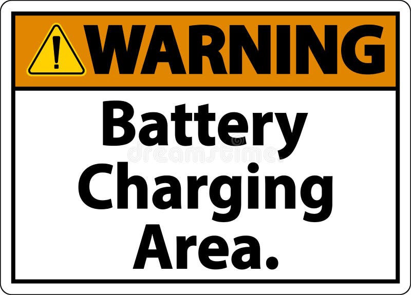 Warning Battery Charging Area Sign on White Background Stock Vector ...