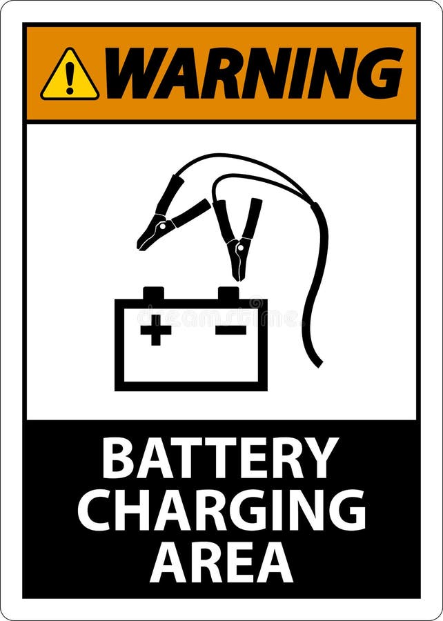 Warning Battery Charging Area Sign on White Background Stock Vector ...
