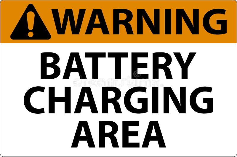 Warning Battery Charging Area Sign on White Background Stock Vector ...