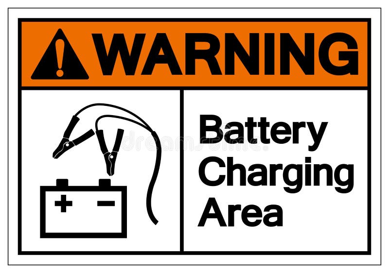 Warning Battery Charging Sign Stock Vector - Illustration of power ...