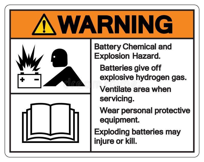 Warning Battery Chemical and Explosion Hazard Symbol Sign ,Vector ...