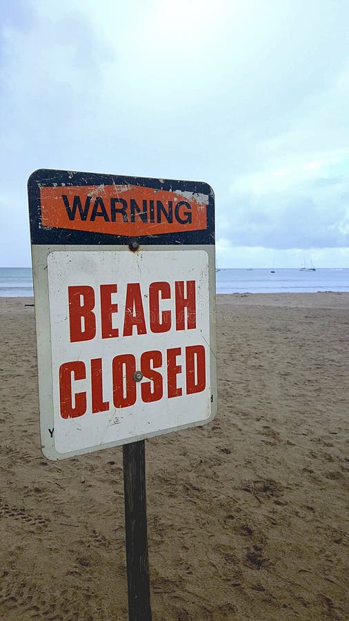 Warning beach closed sign stock image. Image of wooden - 128208329