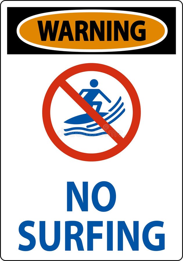 Warning Beach Safety Sign No Surfing Stock Vector - Illustration of ...
