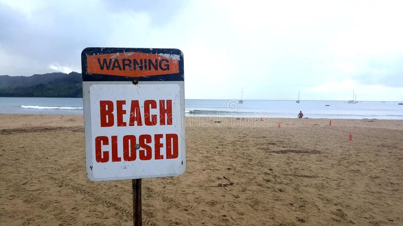 Warning Beach Closed Sign stock photo. Image of closed - 128208360