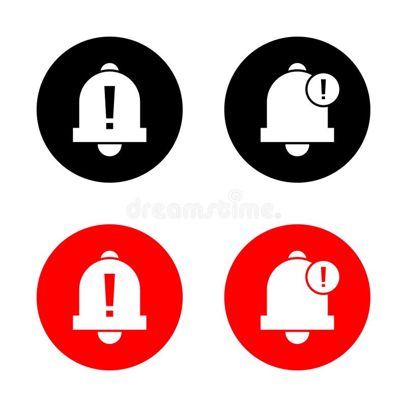 Bell with Exclamation Mark, Time, Checkmark, and Cross Icon ...