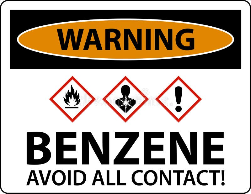 Warning Benzene Avoid All Contact GHS Sign on White Background Stock ...