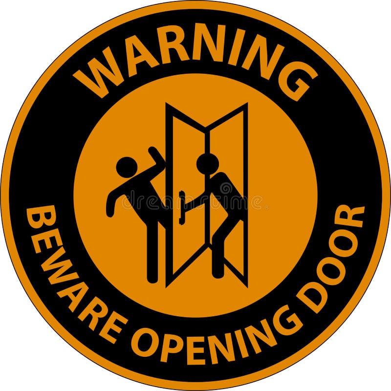 Warning Beware Opening Door Sign on White Background Stock Vector ...
