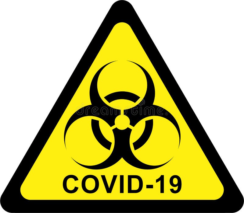 Warning Virus Hazard Sign with COVID-19 Text Stock Illustration ...
