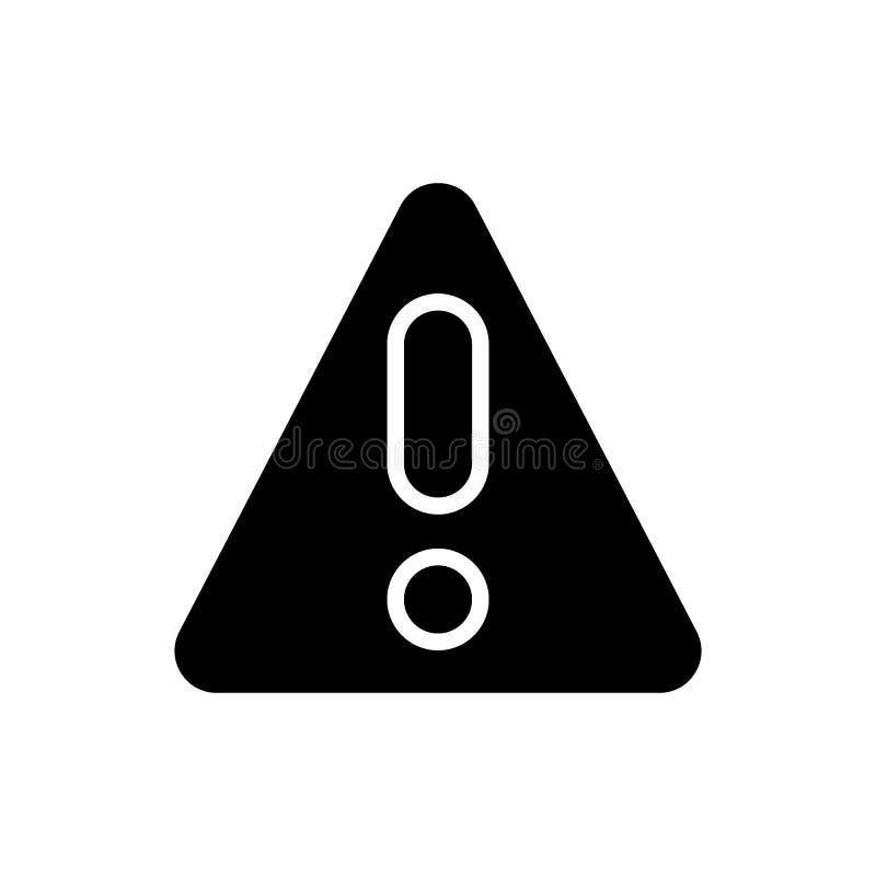 Warning black glyph icon stock vector. Illustration of alert - 204166801