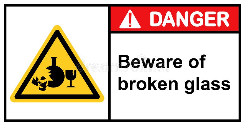 Warning Broken Glass Hazard Symbol Sign ,Vector Illustration, Isolate ...