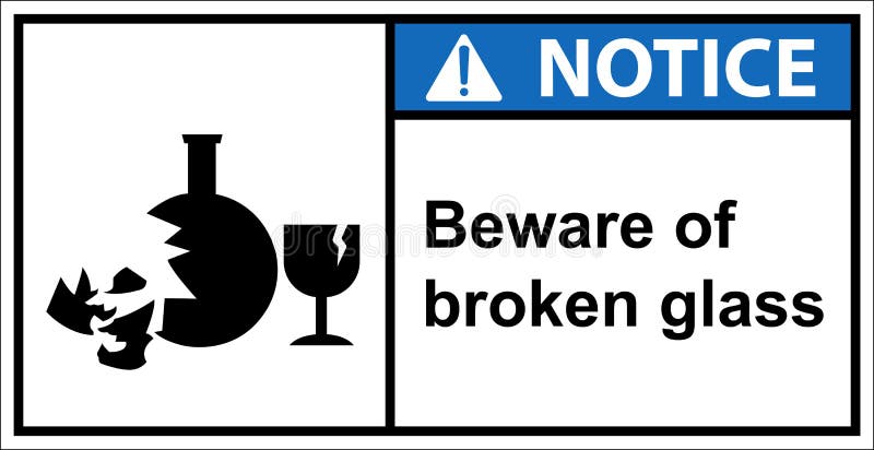 Warning, Broken Glass is Dangerous Stock Vector - Illustration of dark ...