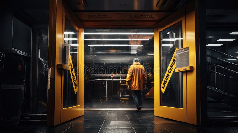 Caution Automatic Door Stock Illustrations – 162 Caution Automatic Door ...