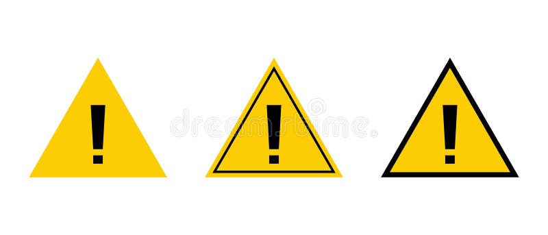 Warning, Caution Icon Set in Flat Design. Exclamation Mark on Triangle ...