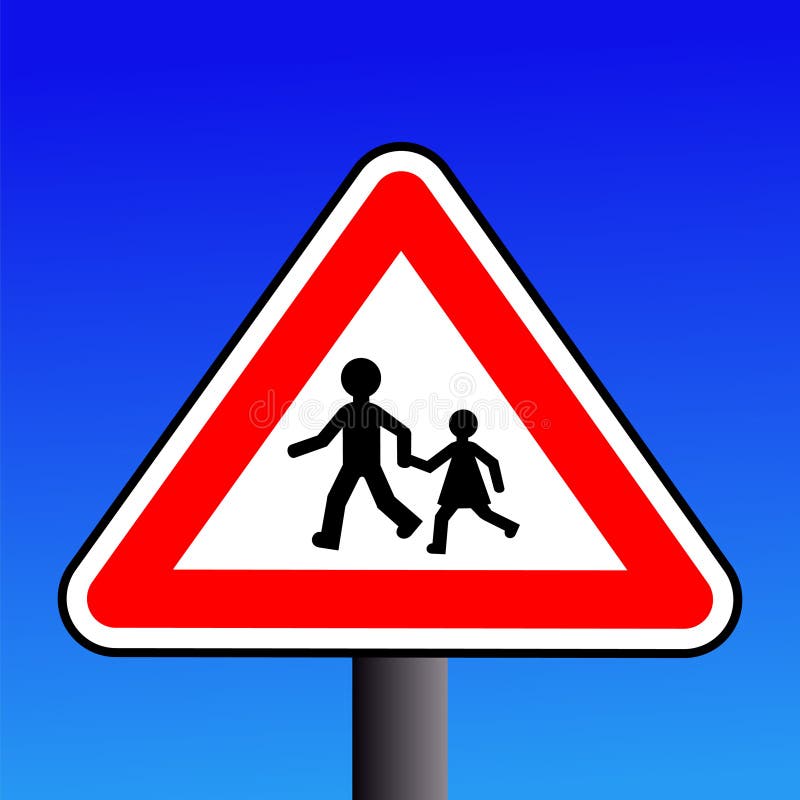 Warning Sign with Kids Play Stock Illustration - Illustration of ...
