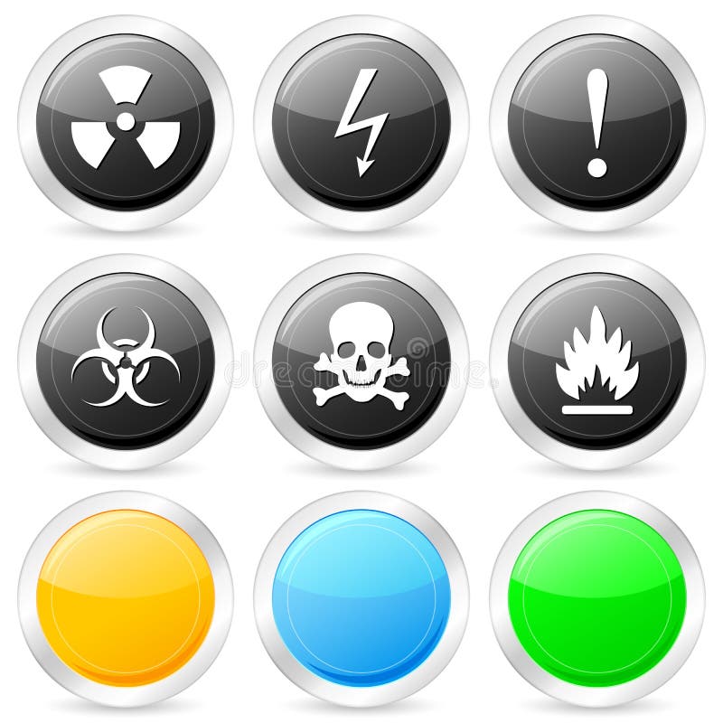Warning circle icon set stock vector. Illustration of radiation - 11836823