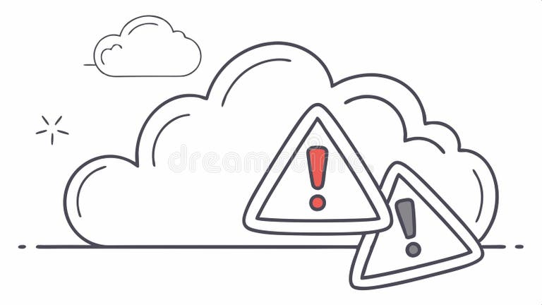Warning Cloud with Alert Sign, Cloud Service Error Symbol Vector Design ...