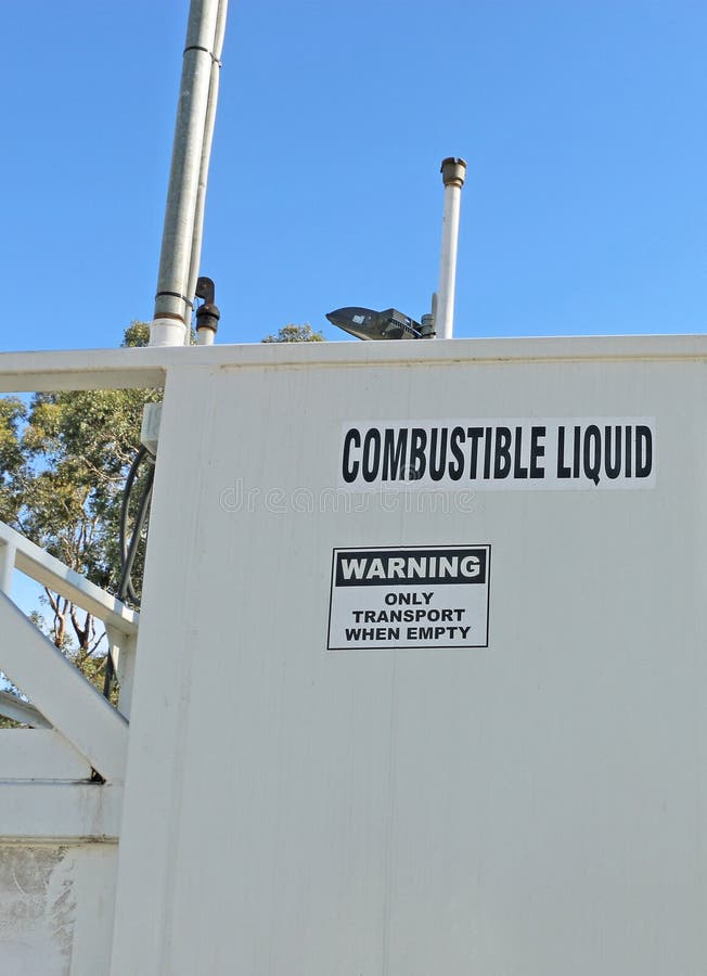 Warning-Combustible Liquid-only Transport when Empty Sign Stock Photo ...