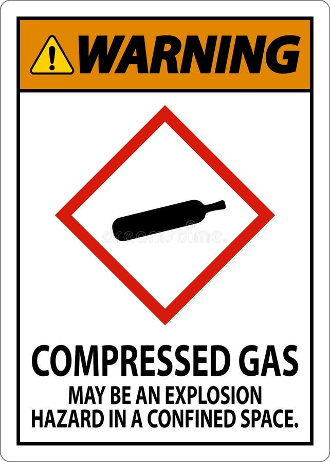 Warning Compressed Gas GHS Sign on White Background Stock Vector ...
