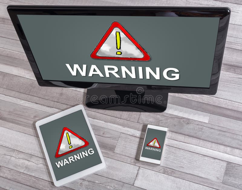 Warning Concept on Different Devices Stock Image - Image of screen ...