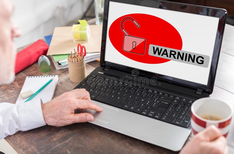 Warning Concept on a Laptop Screen Stock Image - Image of screen, fraud ...