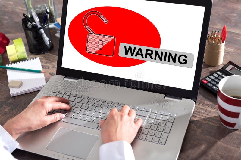 Warning Concept on a Laptop Screen Stock Image - Image of concept ...