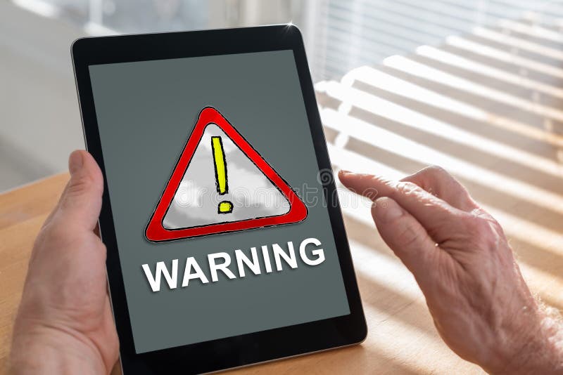 Warning Concept on a Tablet Stock Photo - Image of digital, tablet ...