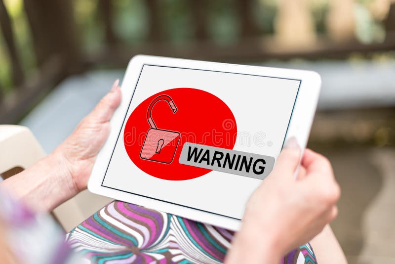 Warning Concept on a Tablet Stock Image - Image of concept, hacker ...