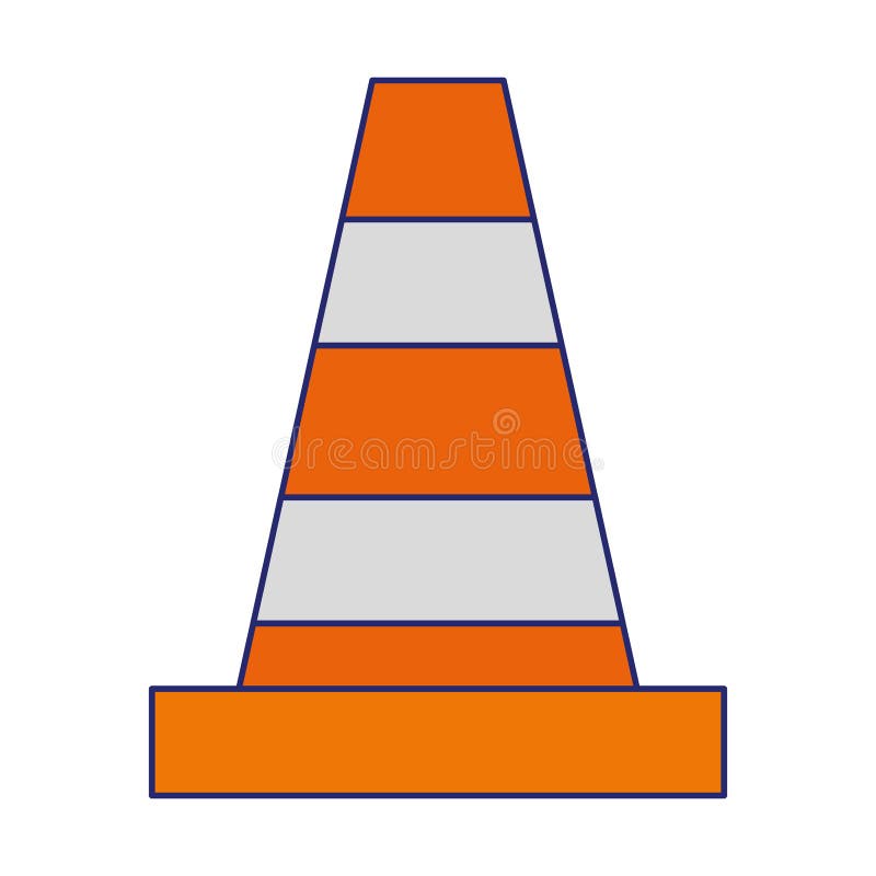 Warning Cone Icon Blue Lines Stock Vector - Illustration of safety ...