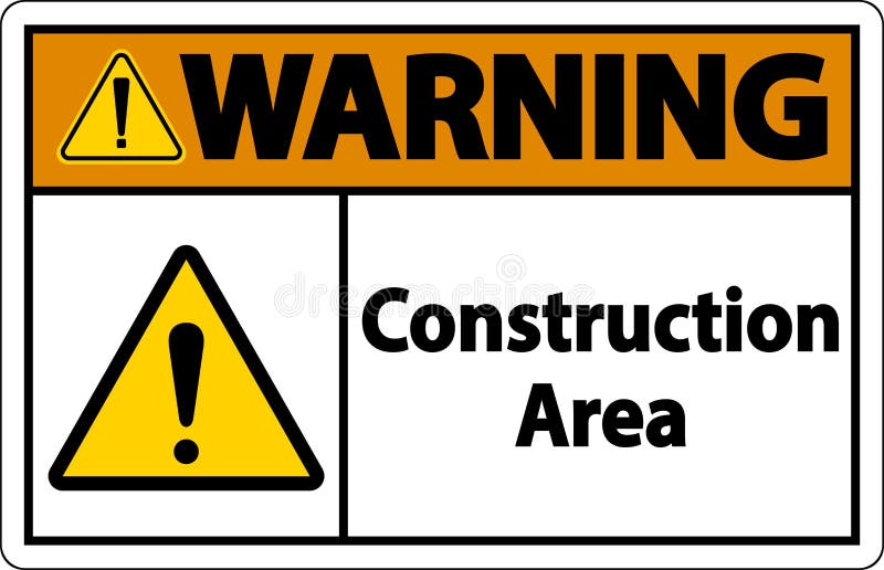 Warning Construction Area Symbol Sign on White Background Stock Vector ...