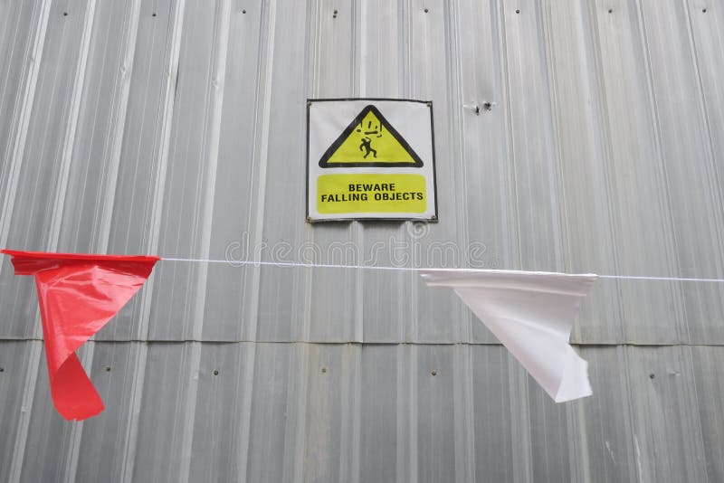 Warning at Construction Area Stock Image - Image of front, flag: 108084835