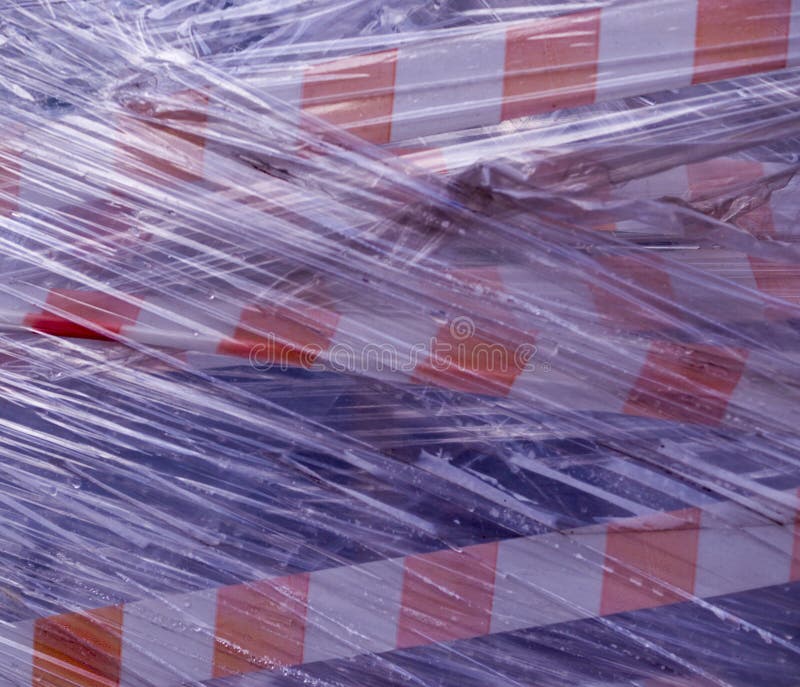 Construction Tape Covered in Plastic. Background, Industrial. Stock ...
