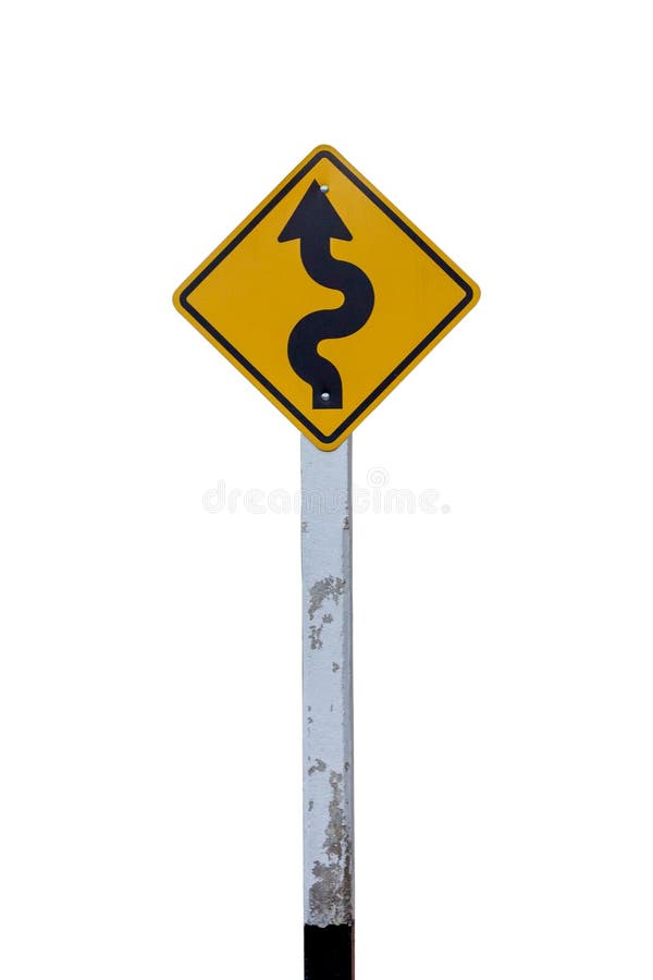 Warning Curve Road Sign Isolated on White Background Stock Photo ...