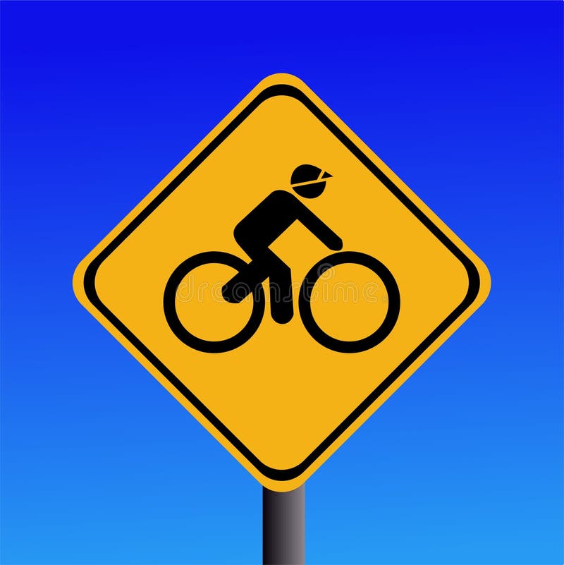 Warning Cyclists Ahead Sign Stock Vector - Illustration of person ...