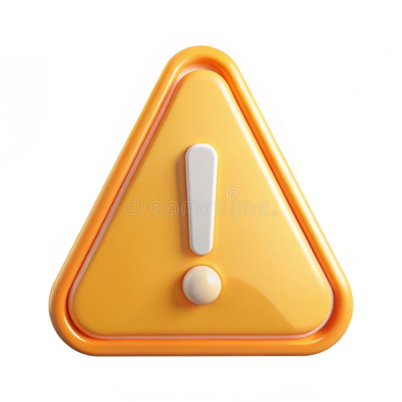 Warning 3D Icon Isolated on White Background Stock Illustration ...