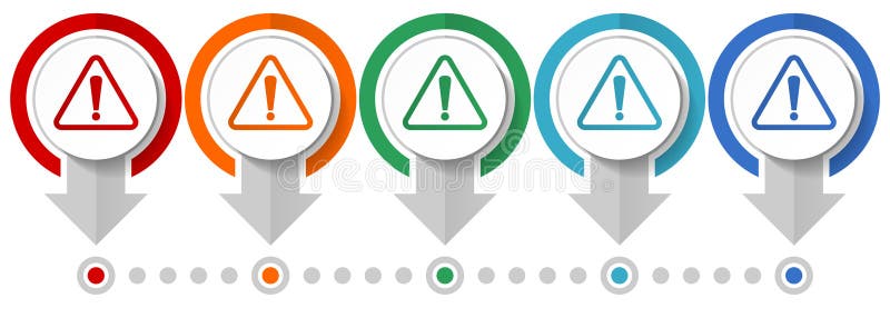 Warning, Danger, Caution Vector Icon Set, Flat Design Infographic ...