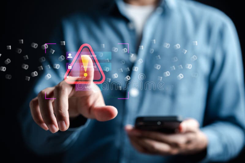 Warning Danger Sign of Cyber Security Concept, Login, User ...