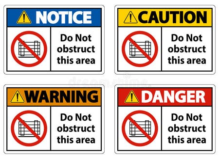 Warning Do Not Obstruct this Area Signs Stock Vector - Illustration of ...