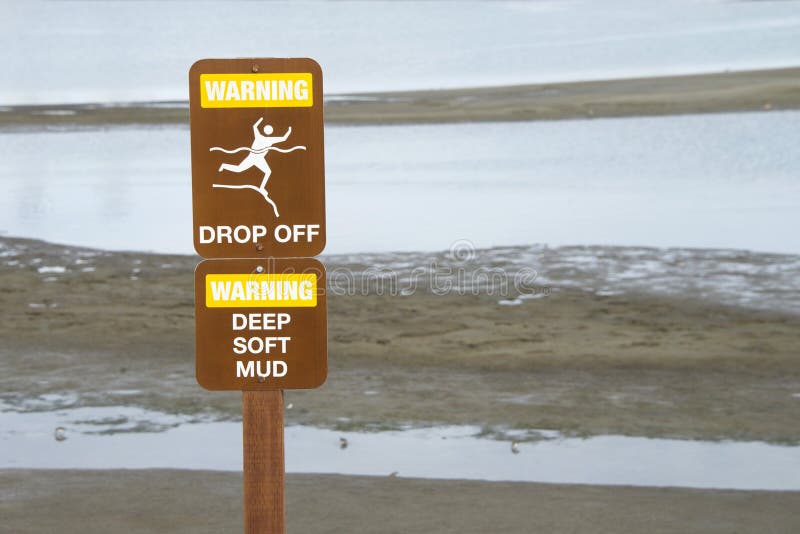 Warning Drop Off Sign Near Cliff Waters Edge Stock Photos - Free ...