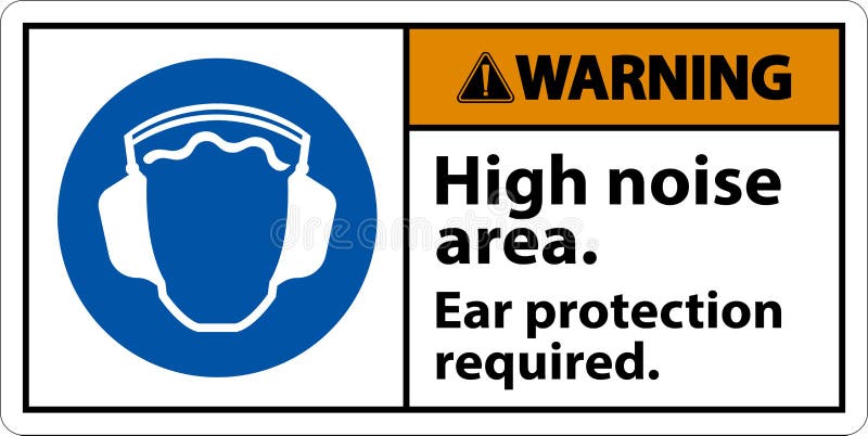 Warning Ear Protection Required Sign on White Background Stock Vector ...