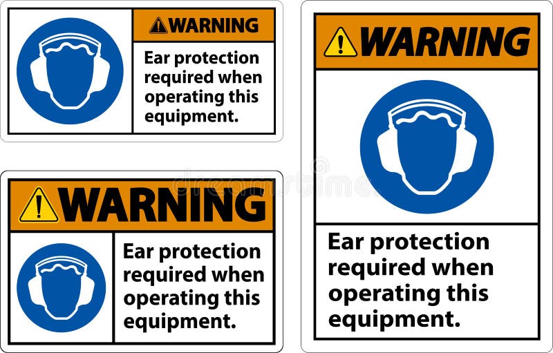 Warning Ear Protection Required Sign on White Background Stock Vector ...
