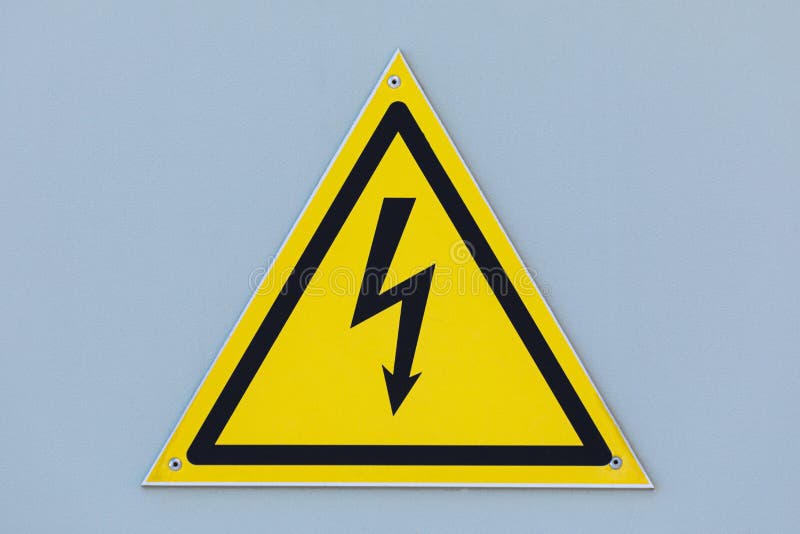Warning Electrical Triangle Sign or Table on Yellow Background Stock ...