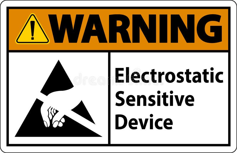 Warning Electrostatic Sensitive Device Sign on White Background Stock ... Warning Electrostatic Sensitive Device Sign on White Background Stock ...